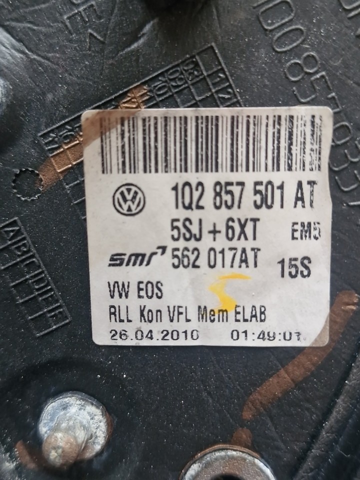 VW EOS PASSENGERS LEFT SIDE POWER FOLD WING MIRROR 2006-2010 LC9x Black ...