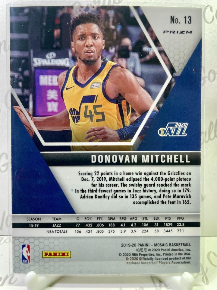 2019-20 Panini Mosaic Reactive Blue #13 Donovan Mitchell Utah Jazz | eBay