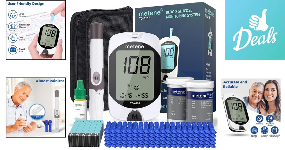 Precision Glucometer Kit - Advanced All-in-One - Large Display - Easy ...