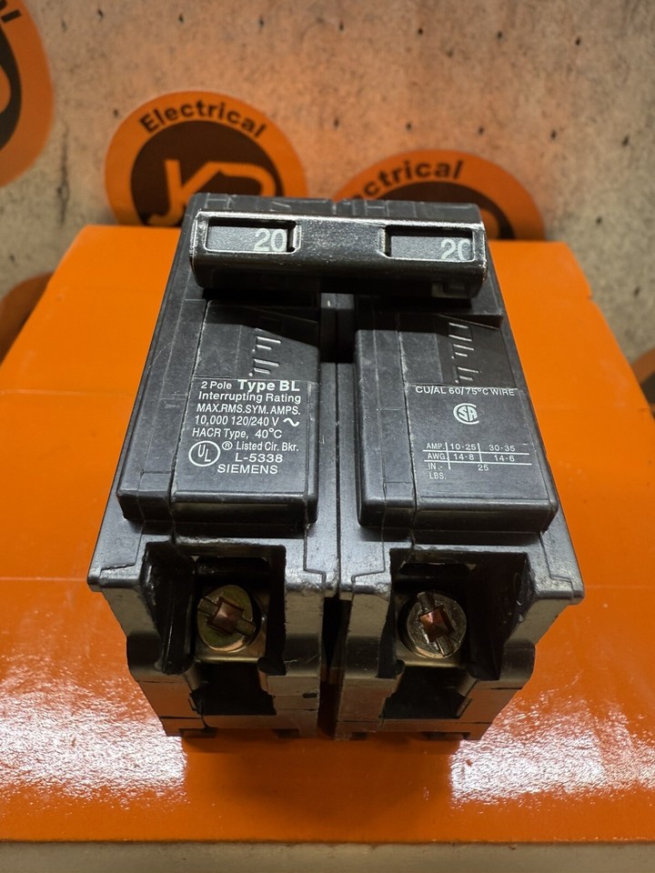 Siemens B220 2 Pole 20 Amp 120/240v Type BL 10k Aic Bolt On Circuit ...