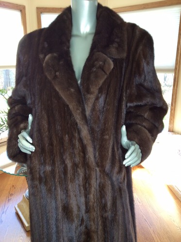 Classic Long Sable Brown MINK Fur Coat Women's M - Gem