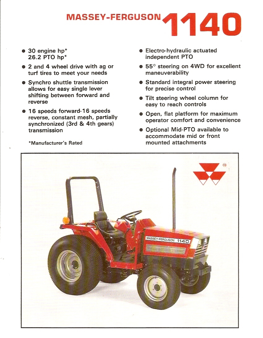 Farm Tractor Brochure - Massey Ferguson - MF 1140 - c1991 (F3713) | eBay