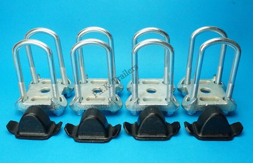 Axle U Bolts x 8 Twin Leaf Spring Bump Stop Clamp Base for Ifor ...