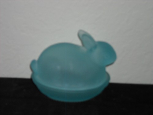 Imperial Glass Covered Rabbit Bunny Dish Frosted Blue | eBay