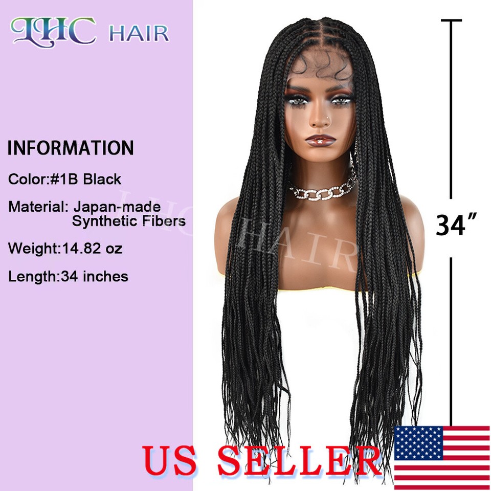 Swiss Lace Front Afro Box Braided Wig For Black Women Synthetic ...