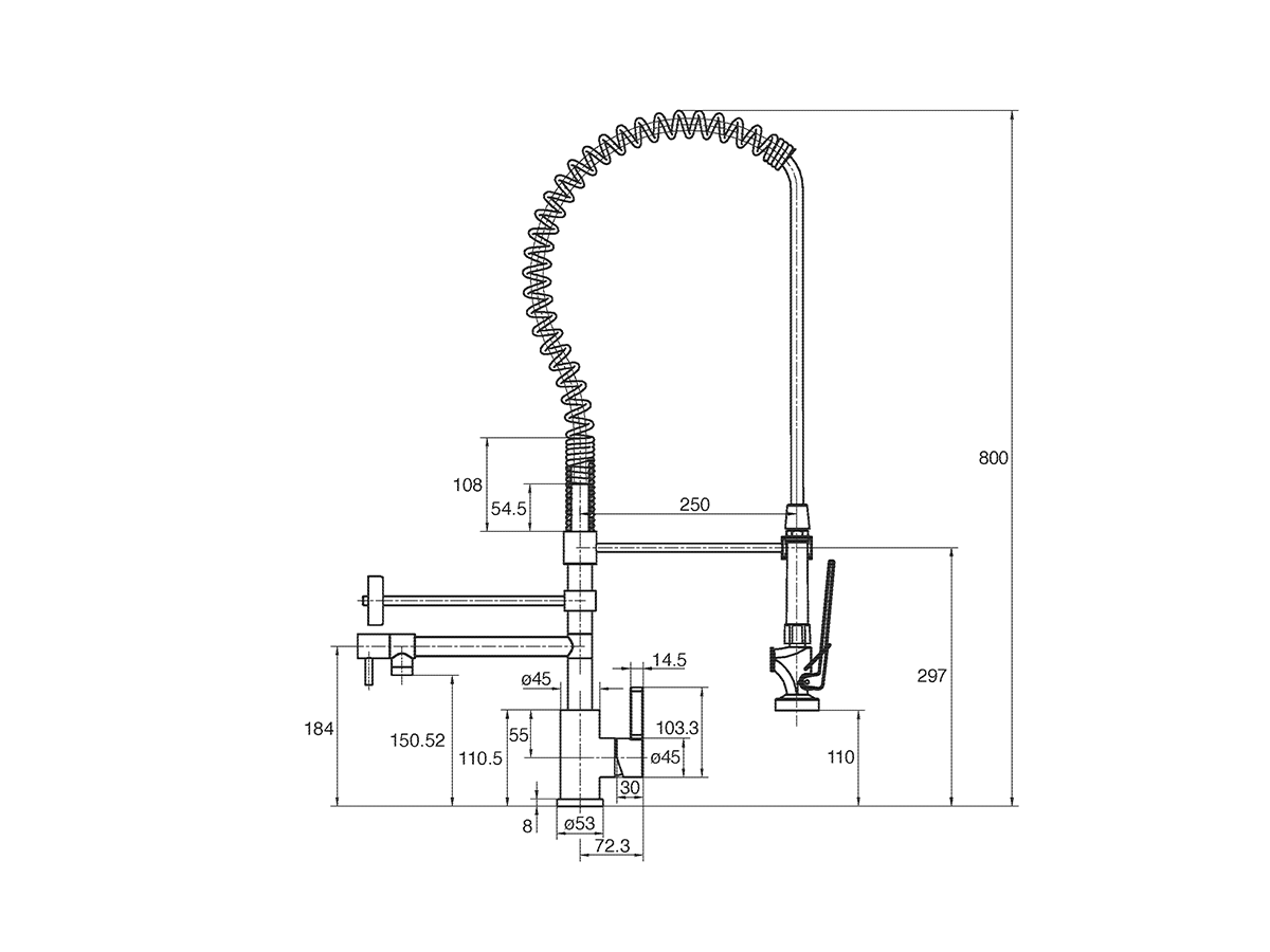Wolfen PRE RINSE SINK MIXER WITH POT FILLER Ceramic Disc Cartridge ...