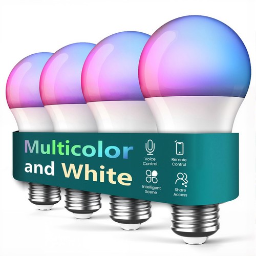 Smart Light Bulbs 4 Pack, UL Certified 2.4GHz Color Changing Light Bulb ...