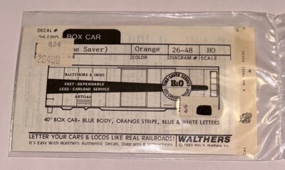 WALTHERS HO SCALE DECAL-BALTIMORE & OHIO/B&O BOX CAR-“TIMESAVER ...