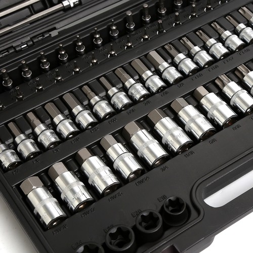 "107pcs 1/4"" 3/8"" 1/2"" Drive Bit Socket Set SAE & Metric Torx Hex ...