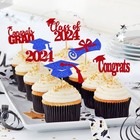 24Pcs Red and Blue Graduation Cupcake Toppers 2024 Graduation Red Blue ...