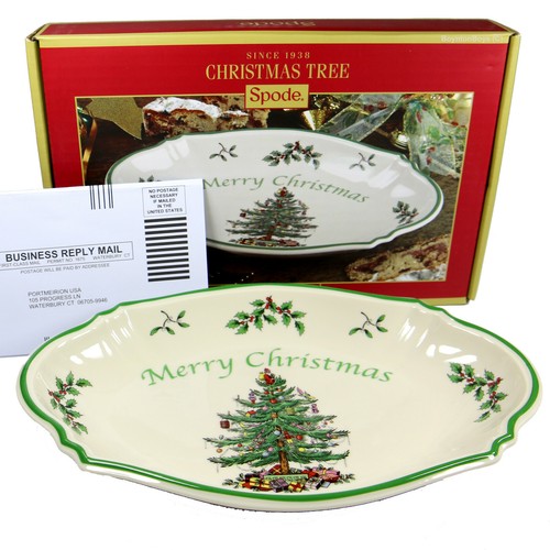 Spode Christmas Tree Tray Plate Oval Platter 11" Cookies for Santa NEW ...