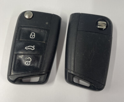 GENUINE SEAT 3 BUTTON REMOTE FLIP KEY FOB IBIZA LEON ETC TESTED! 5F0 ...