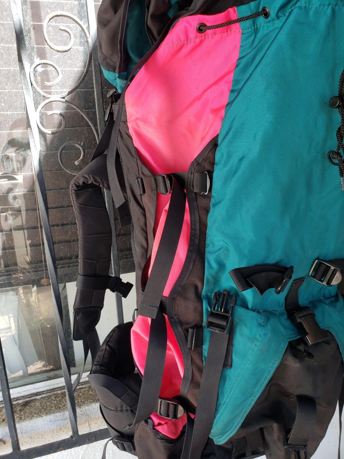 LOWE ALPINE CONTOUR III SYSTEM Vintage BACKPACK Camp Hiking Pink Green ...
