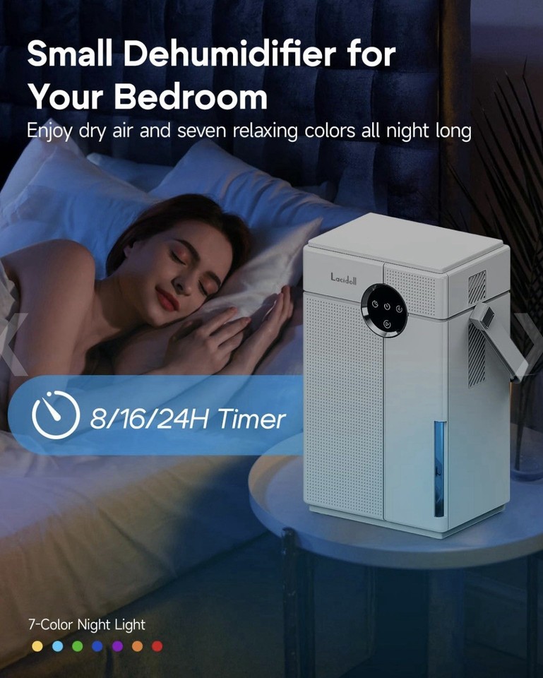 3.5L Portable Dehumidifier Quiet Operation Auto Defrost Drain Hose 7 ...