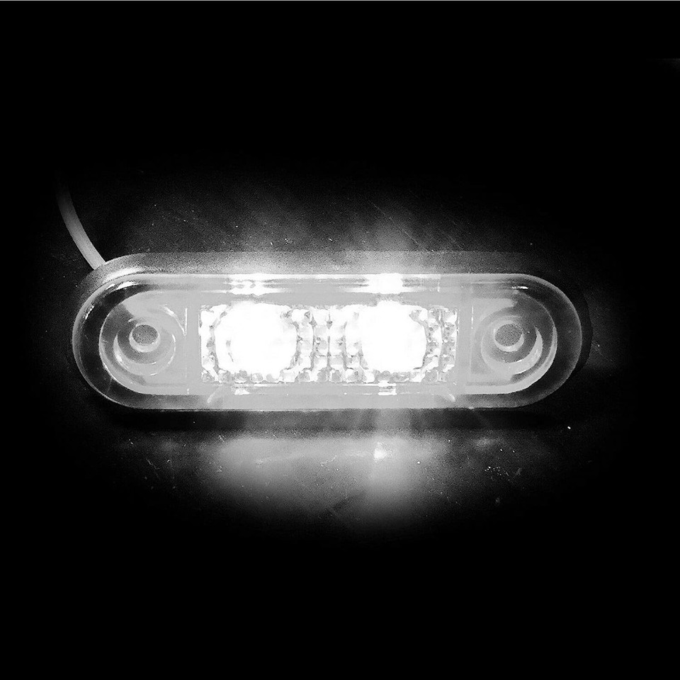 12x 24v Flush Fit White Led Front Side Marker Lamps / Lights Truck Van ...