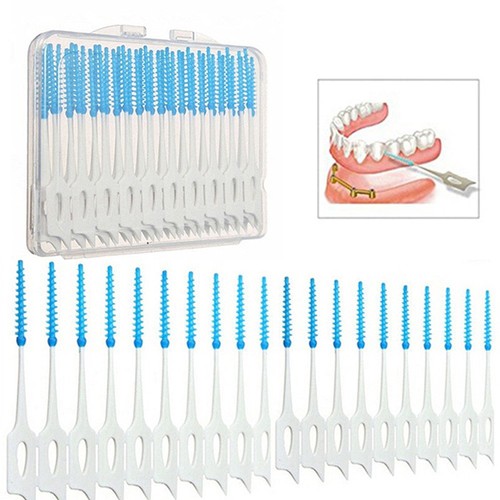 40Pcs Soft-Picks Rubber Bristles Tooth Pick Dental Brush Clean Oral ...