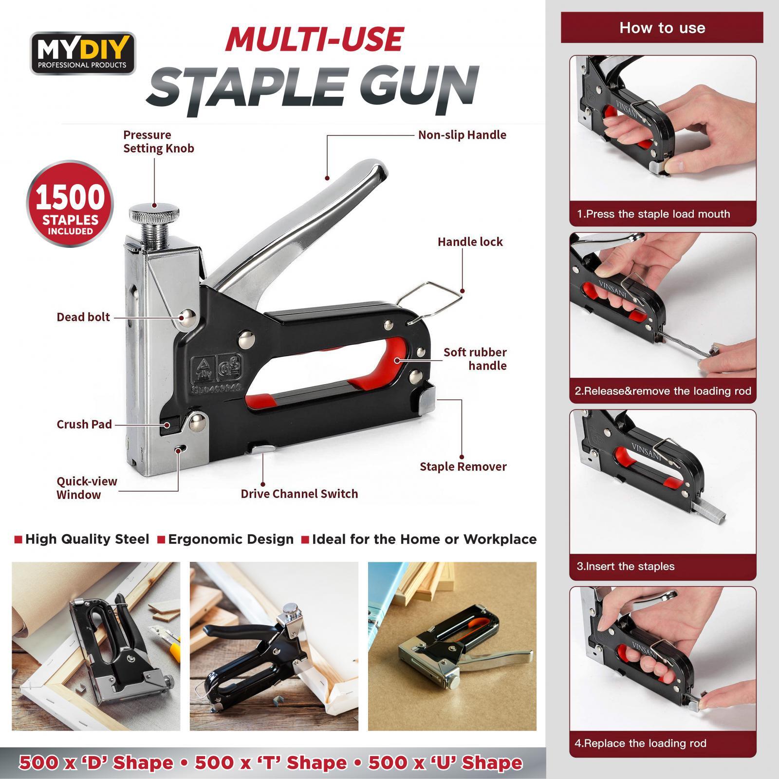 Heavy Duty Tacker Staple Gun Upholstery Stapler Fabric Wood Craft ...