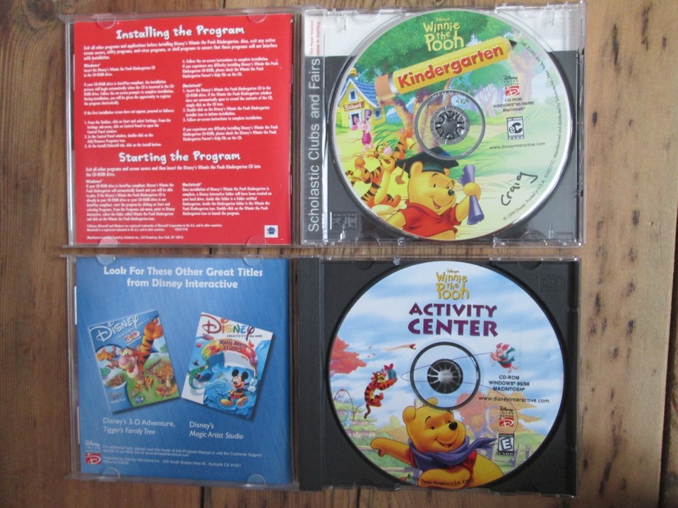 Vintage Disney Winnie the Pooh CD-ROM Lot Preschool Kindergarten Math ...