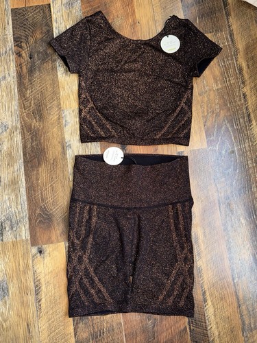 Offline by Aerie Sparkle Brown and Gold Workout Set Size Small NWT | eBay