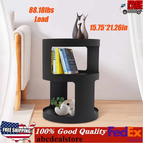 2-Tier Round End Bed Side Table Coffee Sofa Table Nightstand Living ...