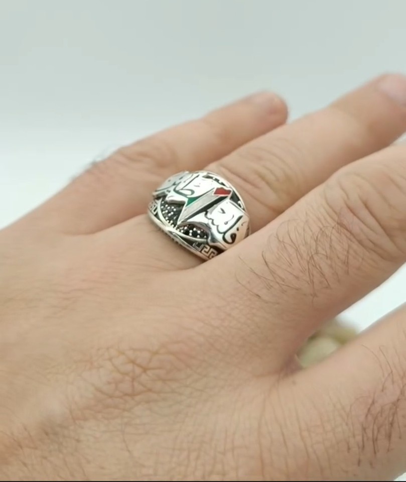 Palestine Flag Sterling 925 SILVER Men's Ring Customs Design JEWELRY ...
