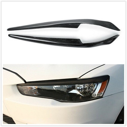 2x Carbon Fiber Front Headlight Eyebrows Eyelid Cover Trim For ...