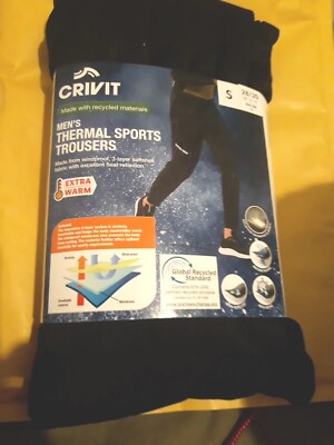Crivit Thermal Sports Trousers Gym Running Leggings Size S 28,30 Black ...