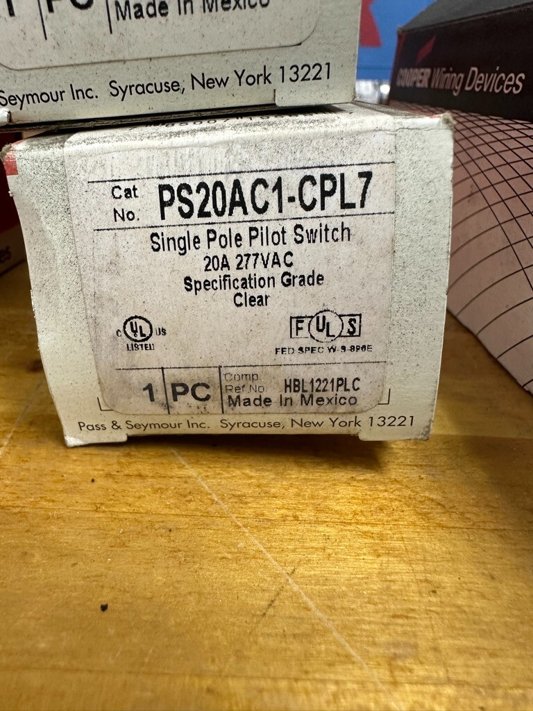 Pass & Seymour Ps20ac1-cpl Single Pole Pilot Switch 20a 120vac for sale ...