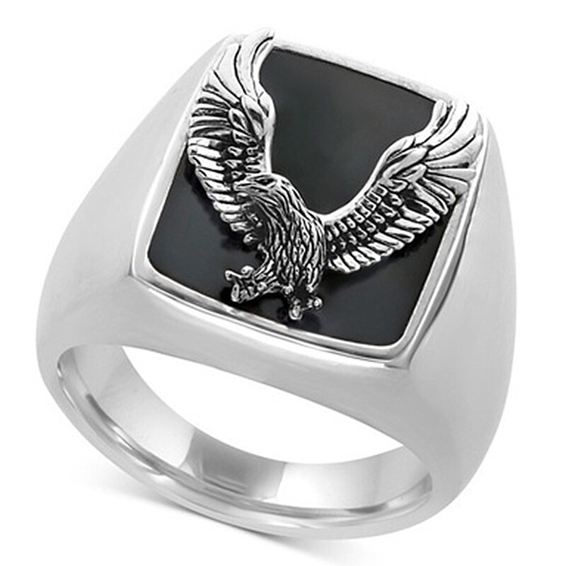 Fashion Eagle Ring Men 925 Silver Ring Hiphop Party Ring Gift Sz 7-13 ...