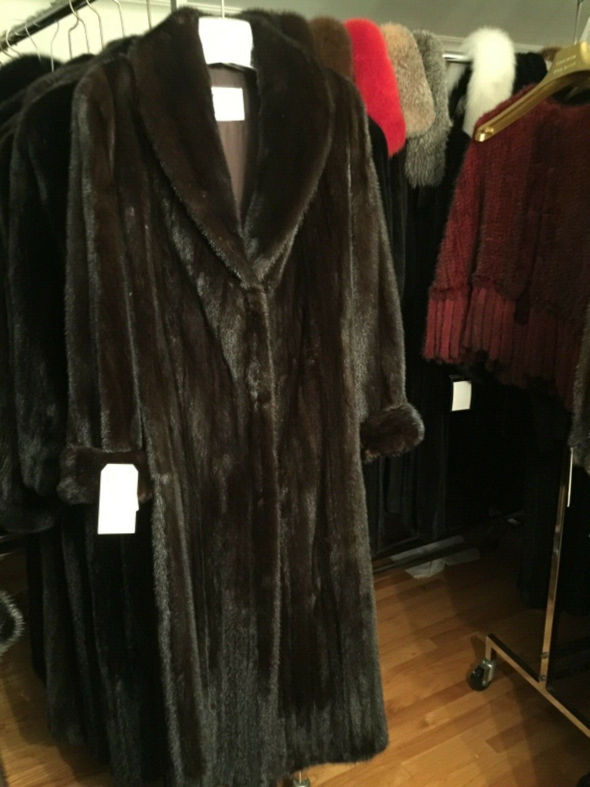 CHICAGO FUR MART SIZE 12 LENGTH"54"BRAND NEW MAHOGANY FEMALE MINK COAT ...