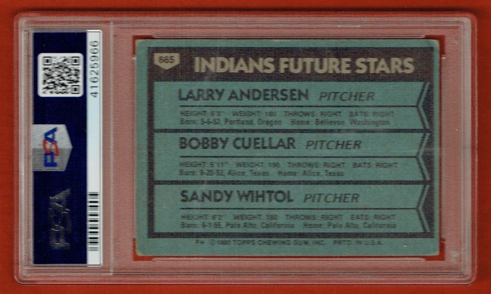 1980 Topps - Future Stars #665 Larry Andersen, Bobby Cuellar, Sandy ...