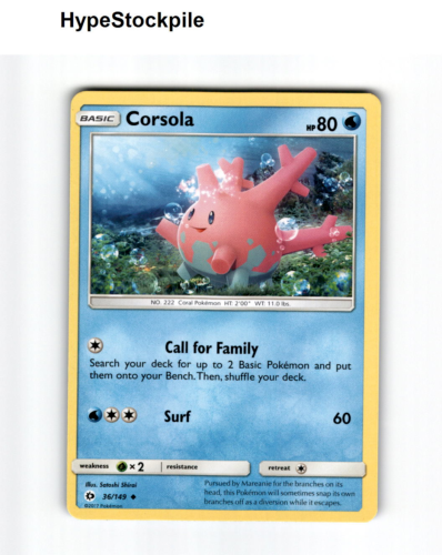 Corsola Pokémon Card Sun & Moon Base Set Pokemon TCG 36/149 | eBay