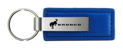 Ford Bronco Blue Leather Authentic Metal Logo Key Chain Ring Official ...