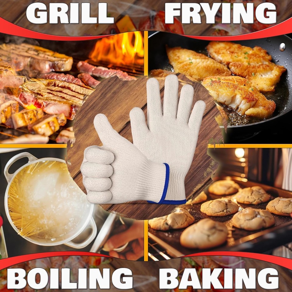 Heat Resistant Gloves - BBQ Cooking Oven White 720171837228| eBay