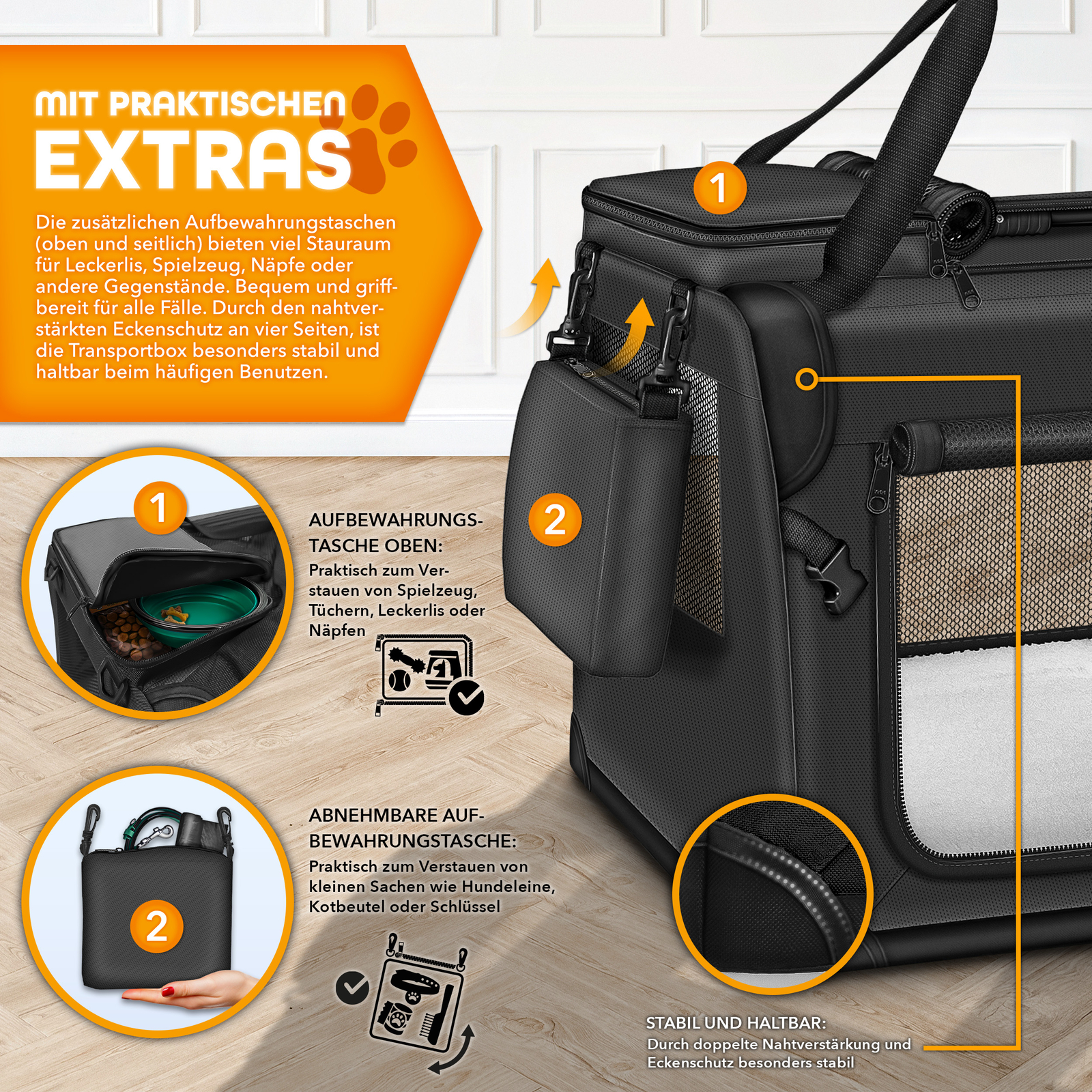 TRESKO® Hundebox faltbar Hunde Transportbox Auto Transporttasche ...