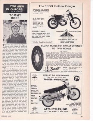 1963 Cotton Cougar 250cc Scrambler Motorcycle Print-Ad & Pointer ...