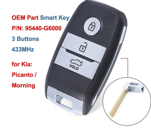 Smart Remote Key Fob 3 Buttons 433Mhz 8A Chip for Kia Picanto Morning ...