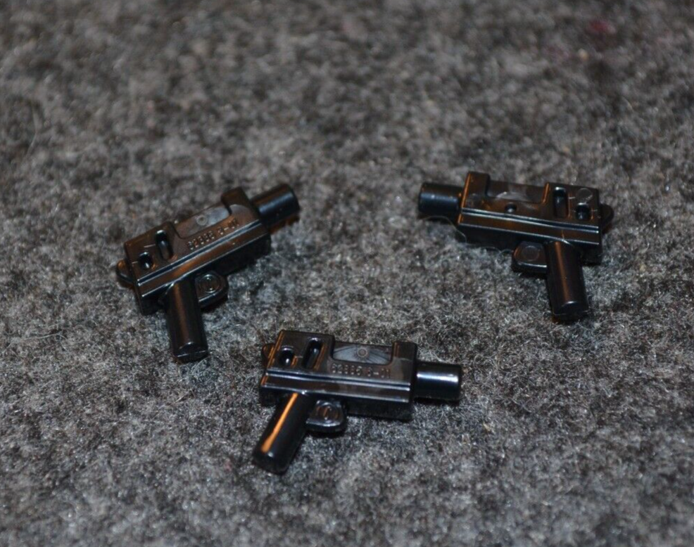3 ~ Black Small Hand-Held Minifigure Accessories Submachine Gun ~ New ...