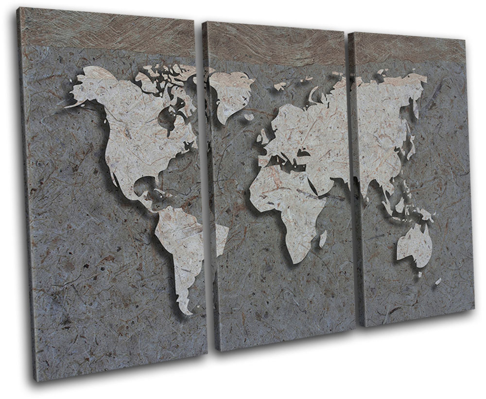 World Atlas Funky Maps Flags TREBLE CANVAS WALL ART Picture Print VA ...