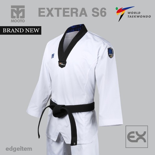 MOOTO EXTERA S6 Uniform (Black V NECK) WT Lightweight TKD Kyorugi ...