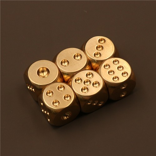 6pcs Solid Brass Dice Toy 15mm Six Sided Square Metal Dice Board Game ...