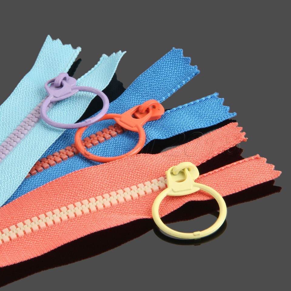 10Pcs Hanging Ring Puller Closed End Resin Zipper Zip For Bag Pouch ...