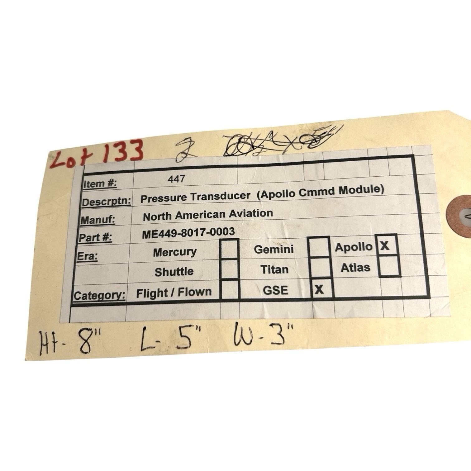 Vintage NASA Authentic Apollo Command Module Pressure Transducer