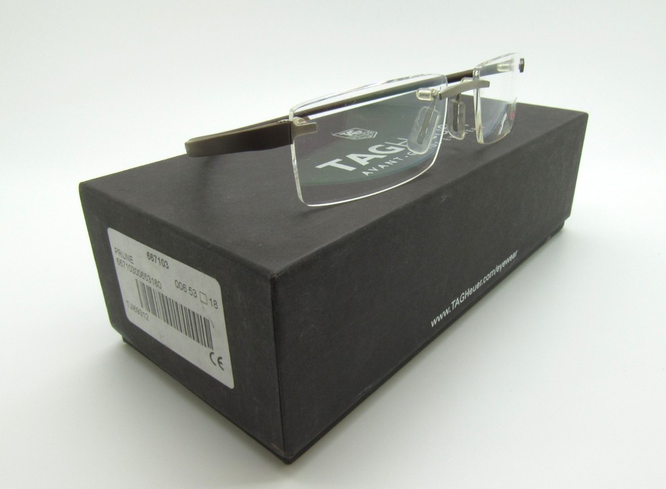 Tag Heuer Brown Silver Rectangle Rimless Eyeglasses Frames France ...