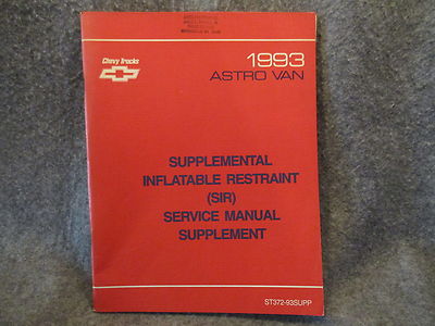 1993 Chevrolet Astro Van Supplement Inflatable Restraint Service Manual ...