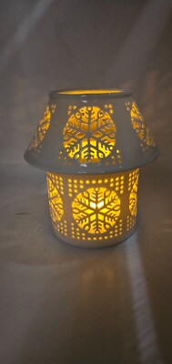 Snowflake Cutout Candle Holder with Shade! EUC Winter Christmas Holiday ...