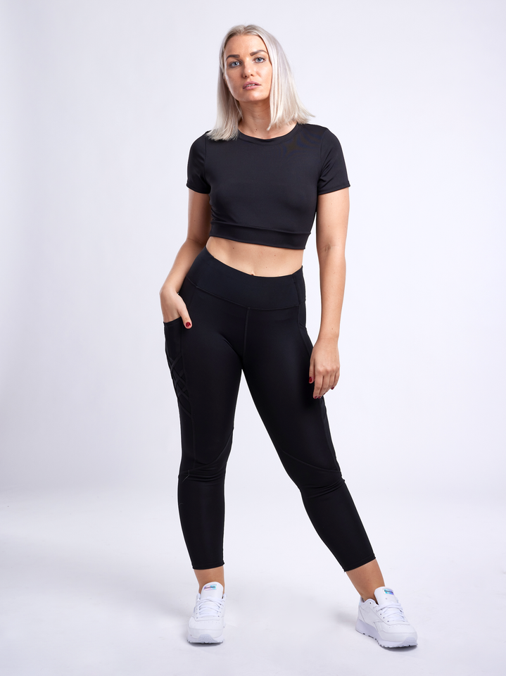 Short-Sleeve Athletic Leisure Training Crop Top for Workouts or Summer ...