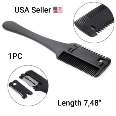 1PC Double Sides Hair Razor Comb With 2 Removable Blades Cutter Cutting ...
