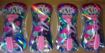 Lot of 4 Eve Lady Vogue Trio Razor Women 4 Cartridges Aloe Strip ...