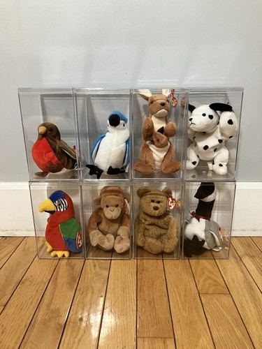 RARE TY Beanie Babies 90’s Set Of 8 With Collector Cases | eBay